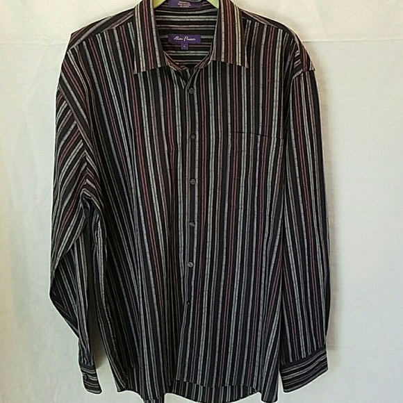 Alan Flusser | Shirts | Alan Flusser Sz L Button Front Purple Stripe Shirt | Poshmark